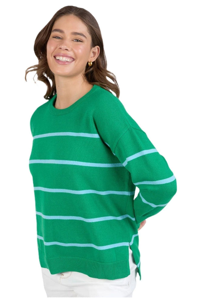 ELM CHARLI STRIPE KNIT - PINE GREEN